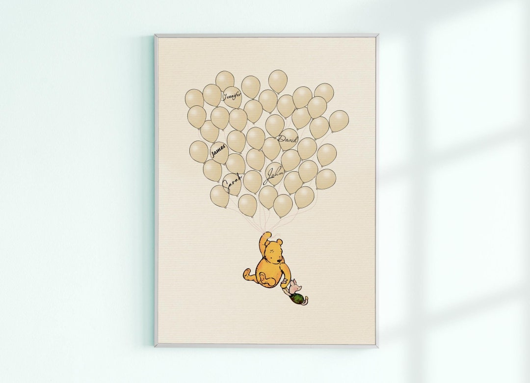 Winnie the Pooh Baby Shower Signature Guest Book Pooh and Piglet on ...
