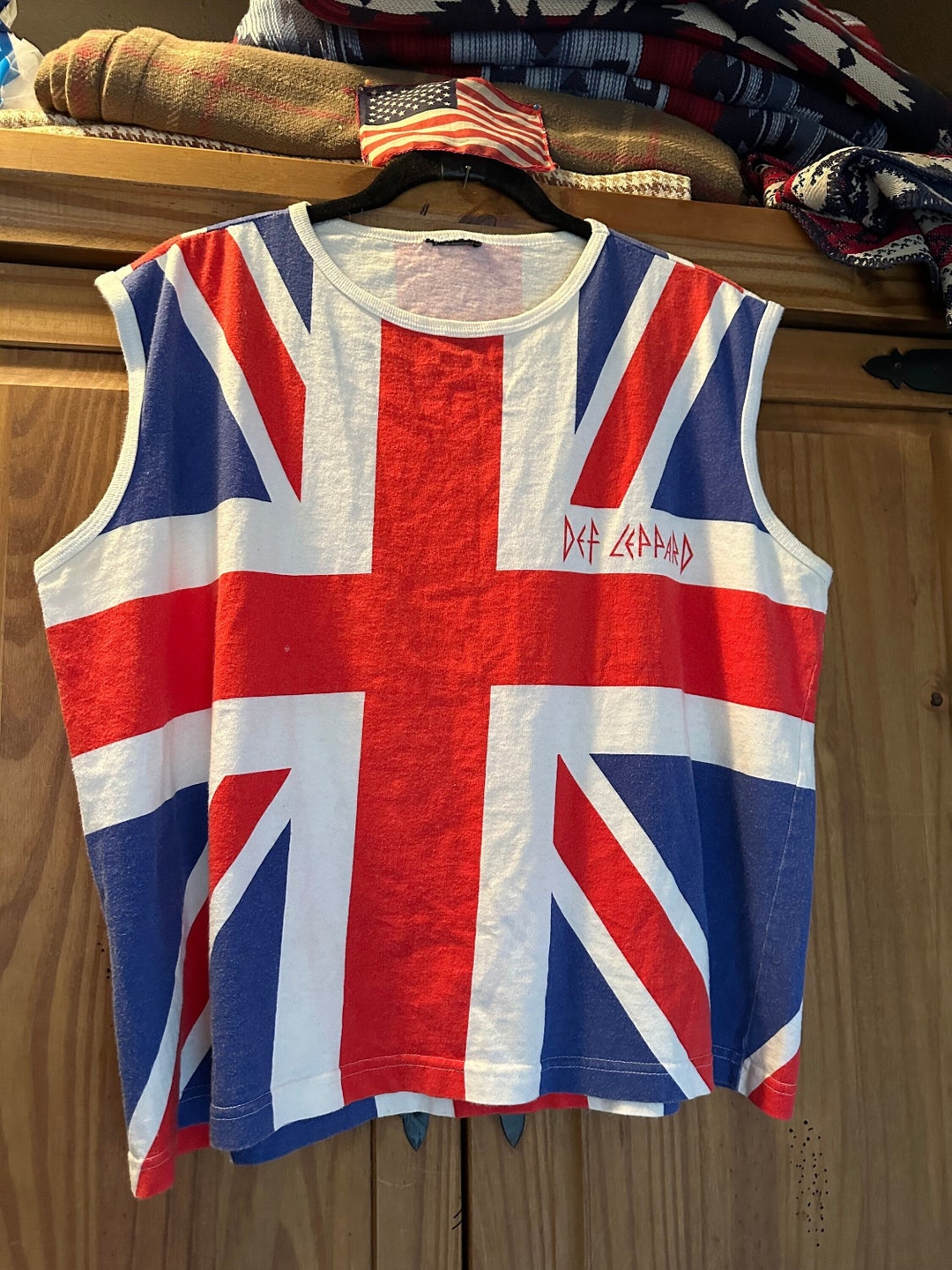 Def Leppard T Shirt Union Jack Sleeveless Vintage Band British Heavy