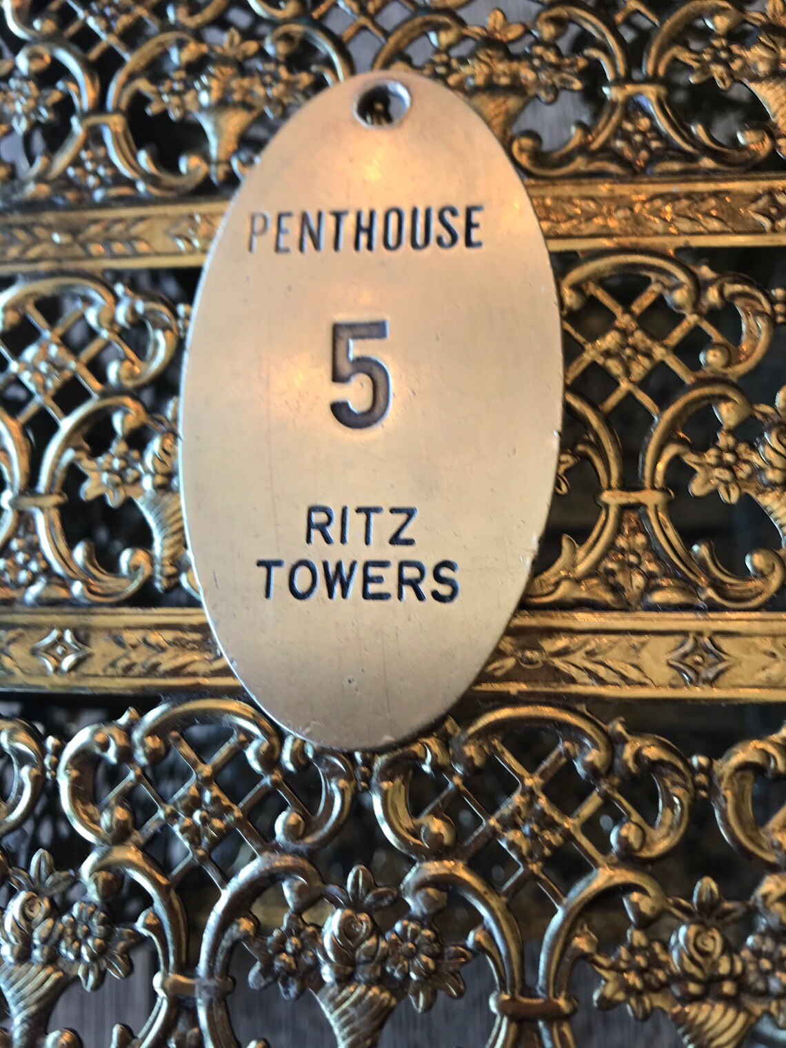 Ritz Towers Penthouse Brass Keychain Key Tag Key Ring Fob - Etsy