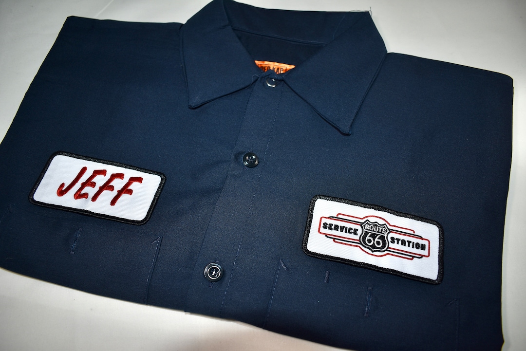 Embroidered Route 66 Gas Station Shirt - Personalized Mechanic Work ...