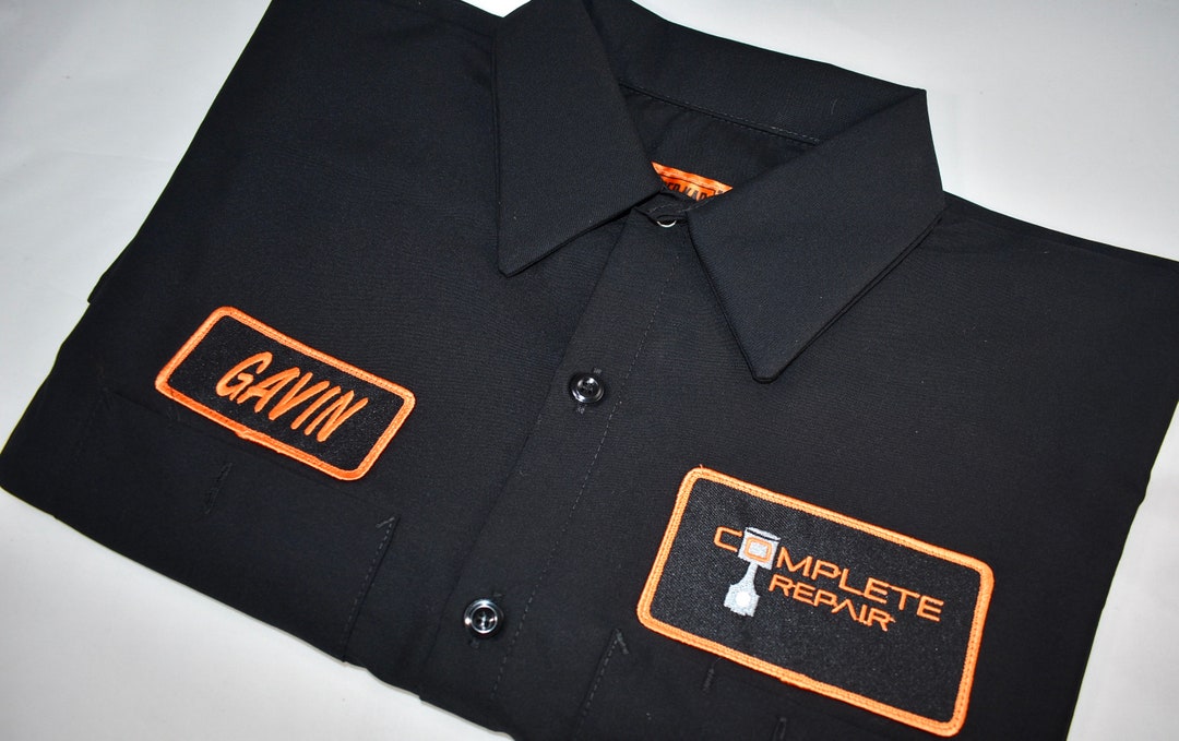 Custom Embroidered Name Tag Mens Short Sleeve Work Shirt, Custom ...