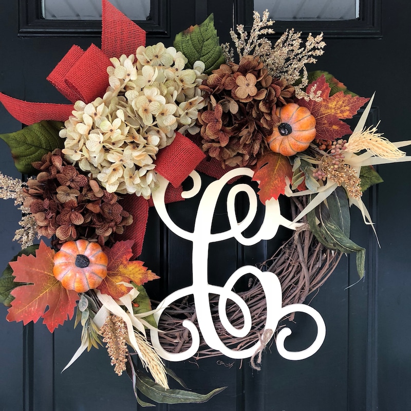 Fall Monogram Wreath - Etsy