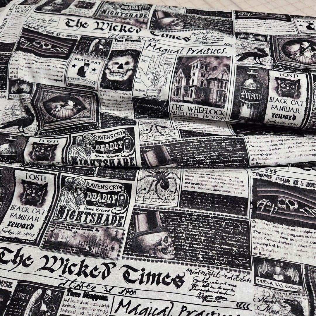 Wicked Times Halloween Newspaper Fabric by Timeless Treasure - Etsy