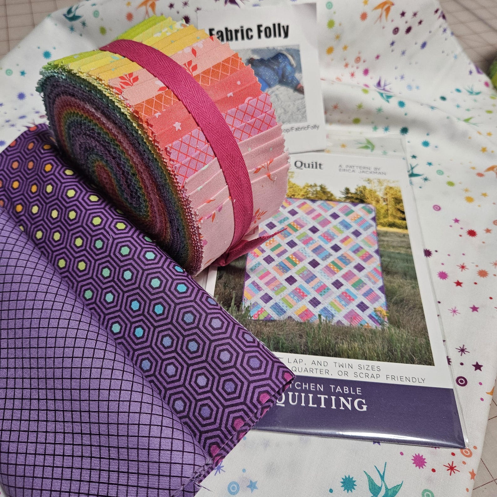 Iris Quilt Kit- TWIN SIZE Using Full Moon Forest II Jelly Roll by Tula ...