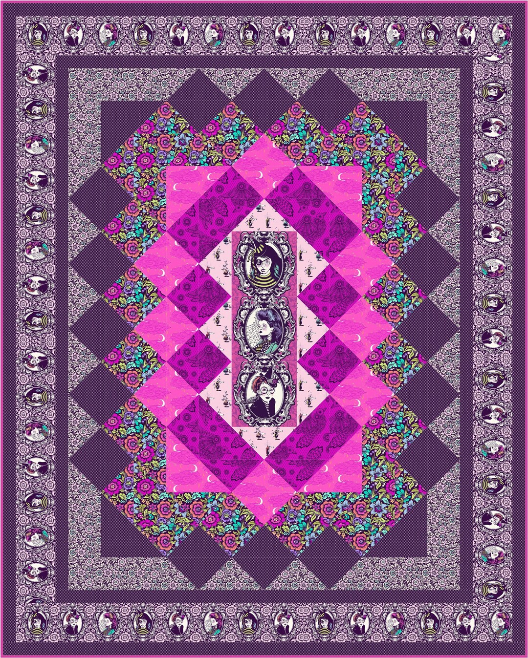 Gothic Splendor Quilt Kit Using Nightshade Deja Vu by Tula Pink for ...
