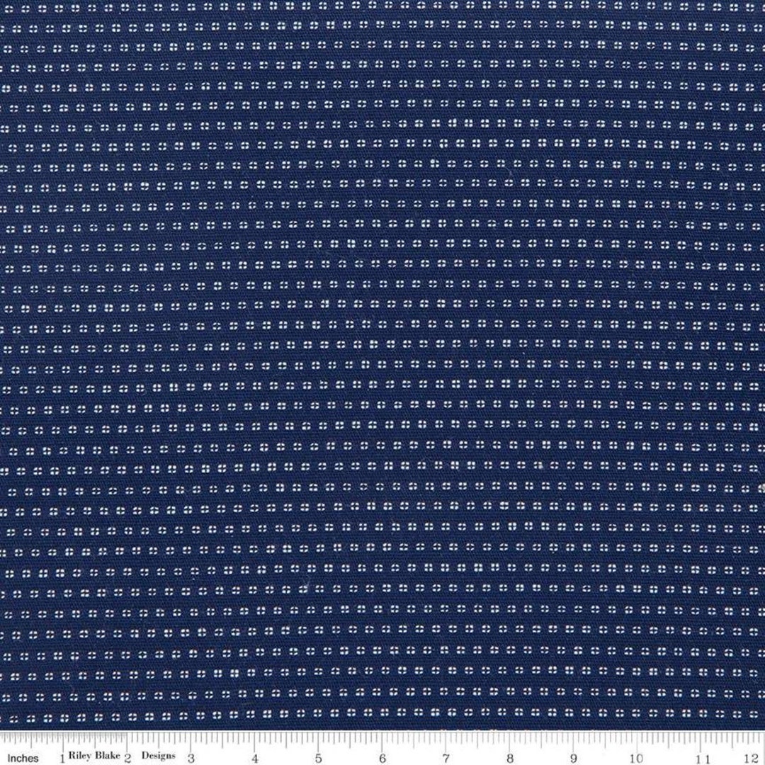 Blue Stitch Cotton Chambray Stripe by Riley Blake Designs CH10151 Navy ...