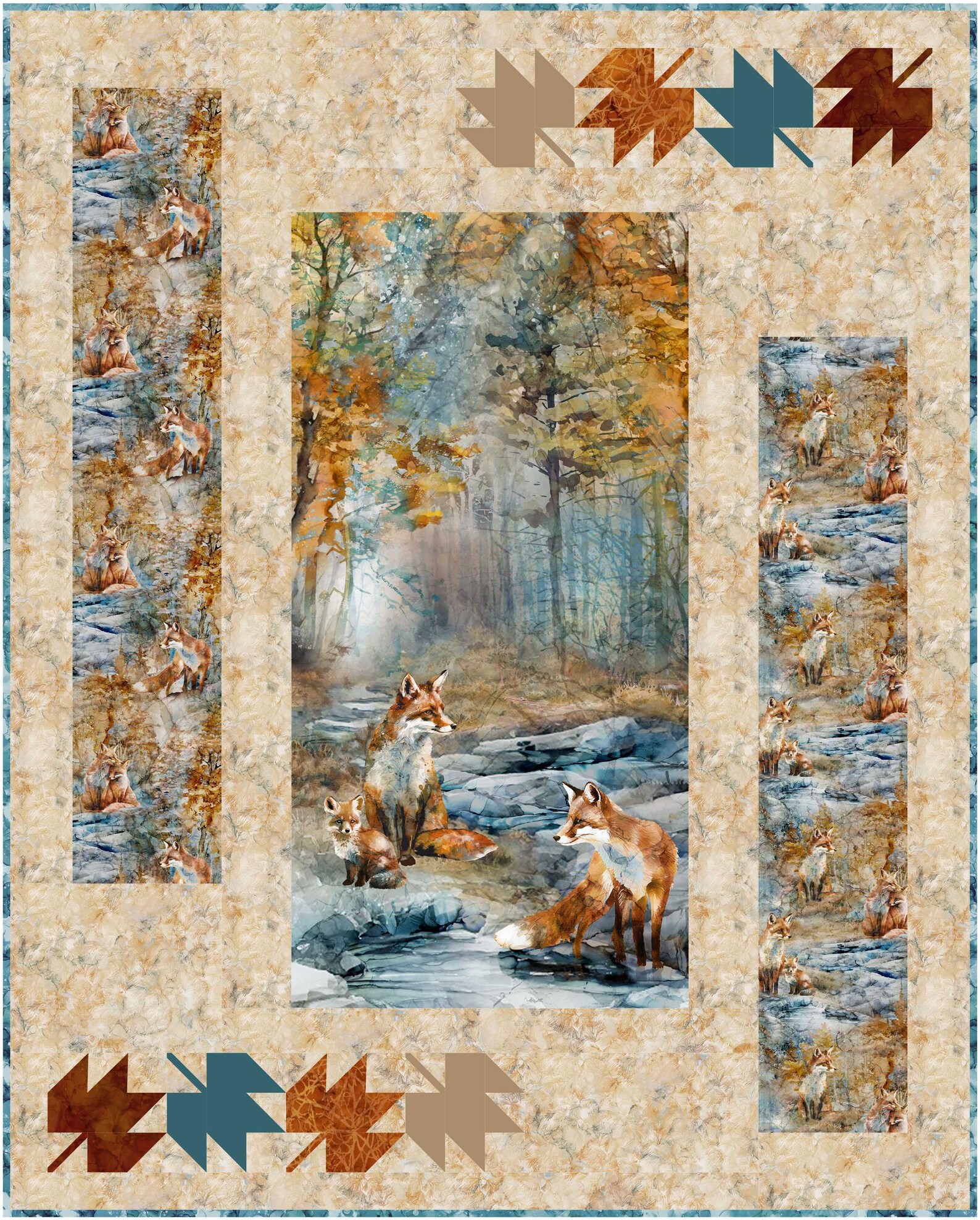 Autumn Blaze Quilt Kit Using Fox Den Fabrics by Deborah Edwards and ...