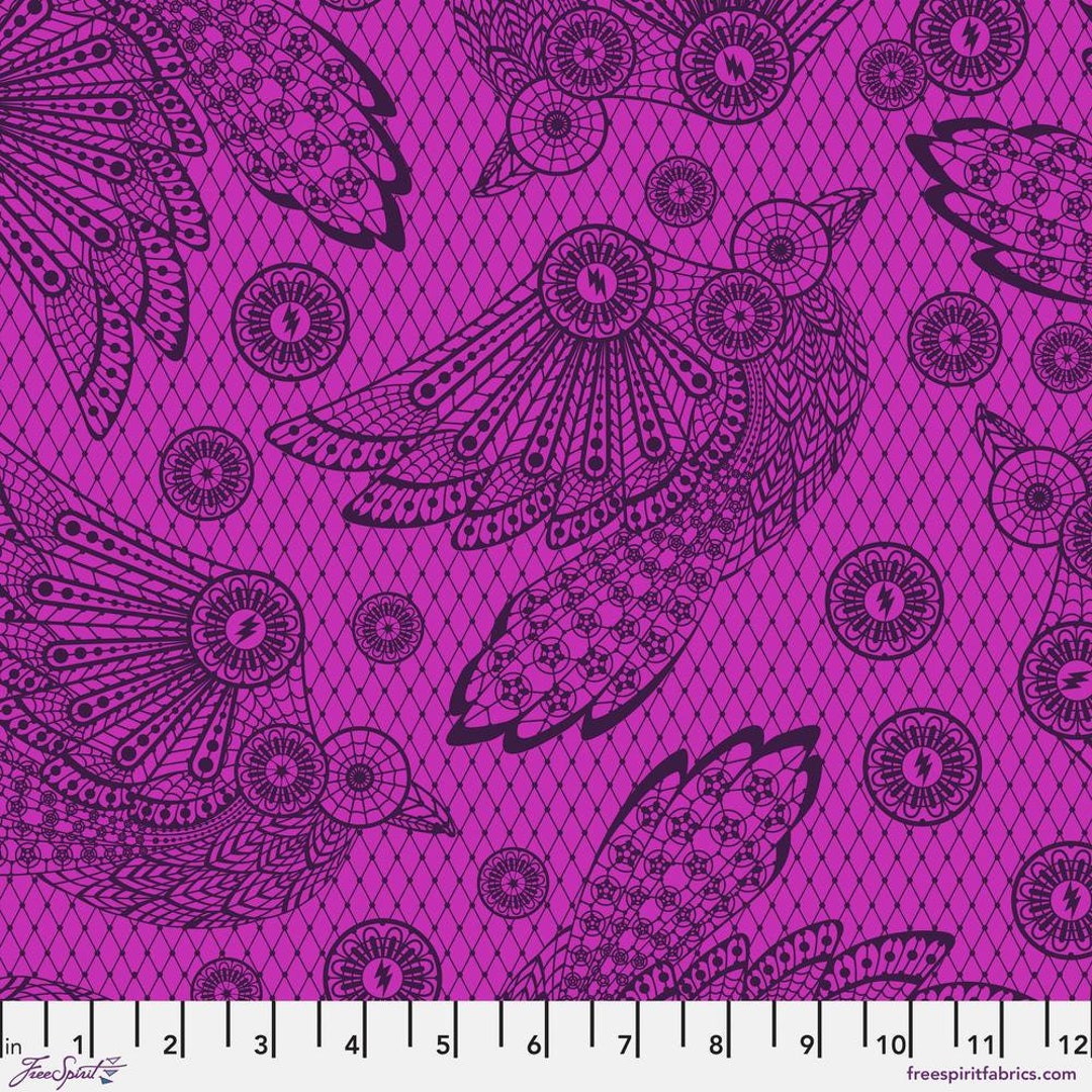Nightshade Raven Lace in Oleander by Tula Pink for Freespirit Fabrics ...