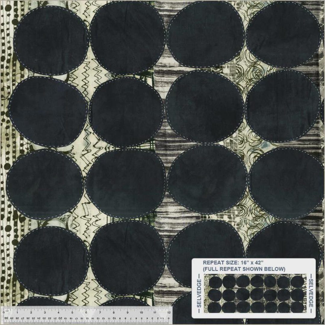 Curiosity Circles by Marcia Derse for Windham Fabrics 519554D-1 Black ...