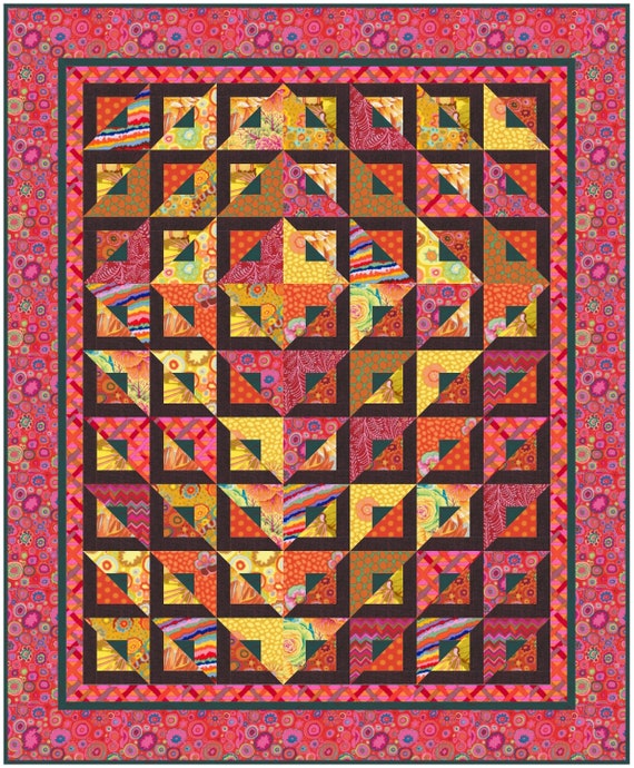 Radiant Quilt Kit in Citrus queen Size Using Kaffe Fasset | Etsy