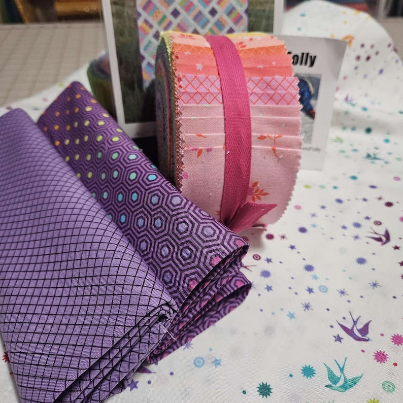 Iris Quilt Kit Using Full Moon Forest II Jelly Roll by Tula Pink for ...