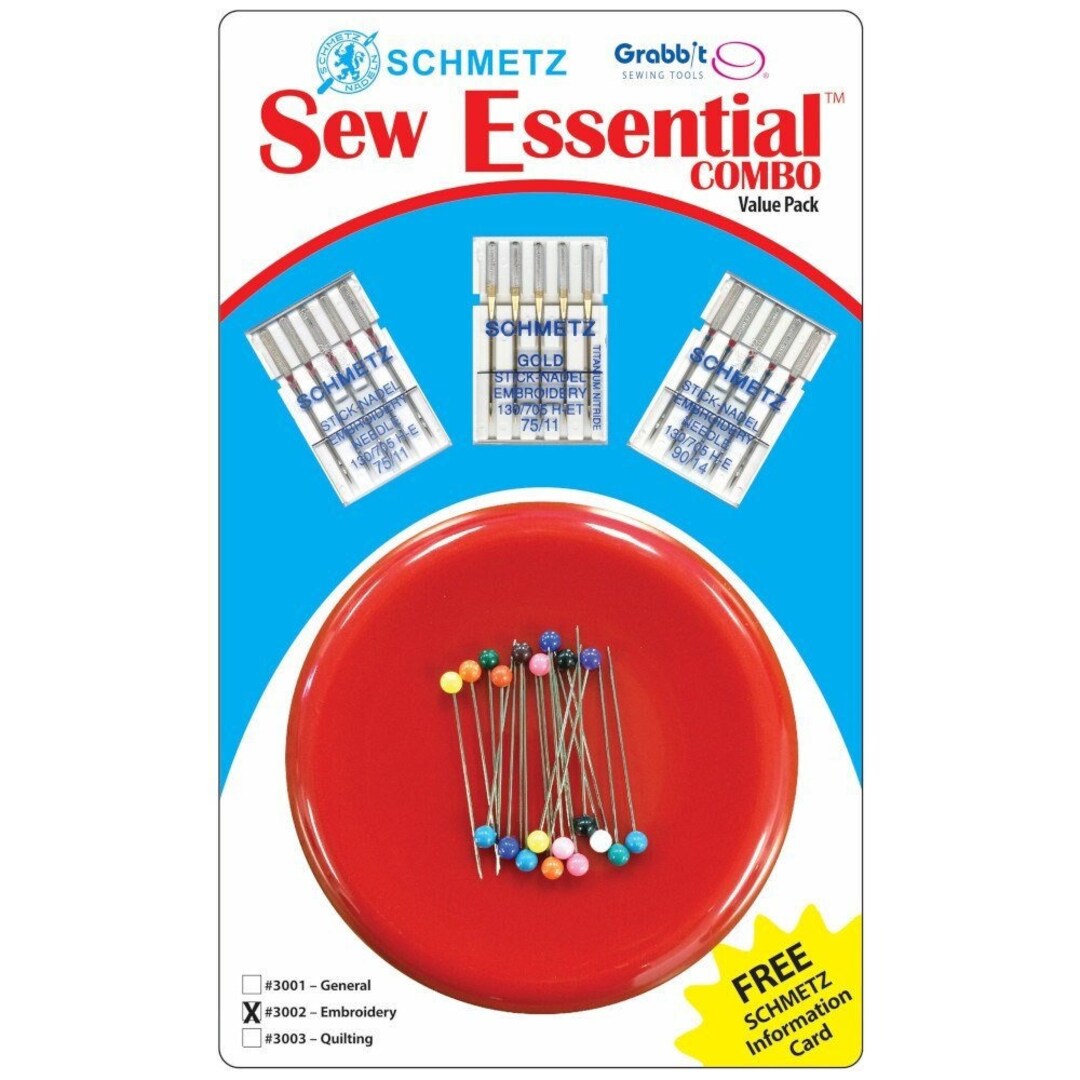 Sew Essential Combo Grabbit Pin Dish With Schmetz Machine Embroidery ...