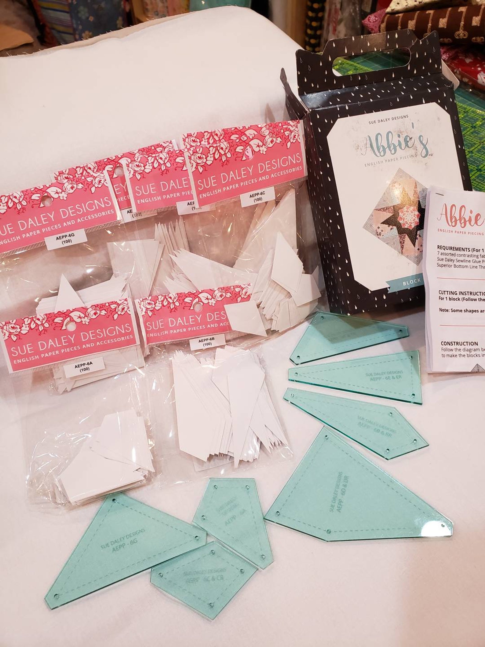 Abbie's Pack 6 English Paper Piecing Kit by Sue Daley for Patchwork ...