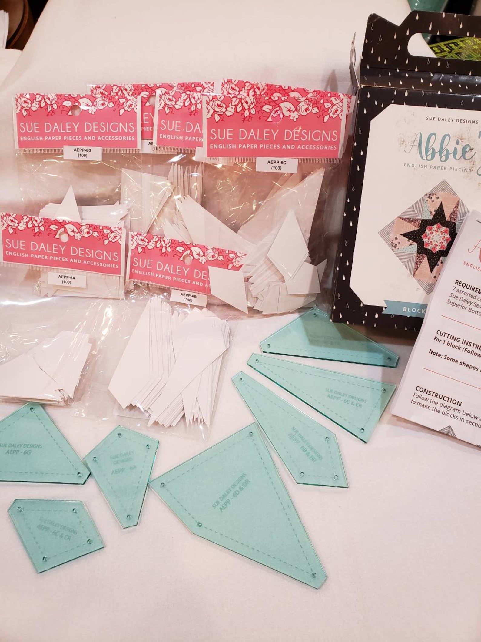 Abbie's Pack 6 English Paper Piecing Kit by Sue Daley for Patchwork ...