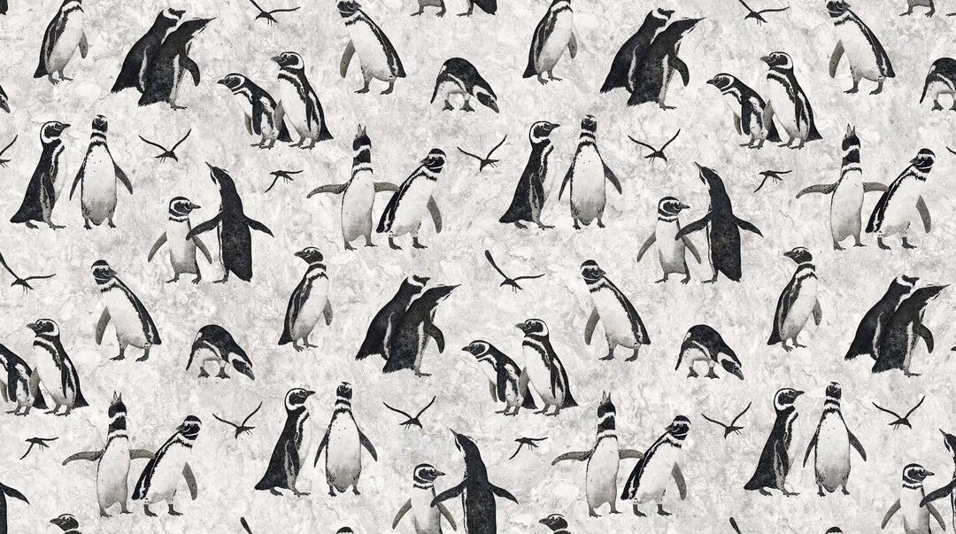 Stonehenge Magdalena Allover Penguin by Sue Sherman for Northcott ...
