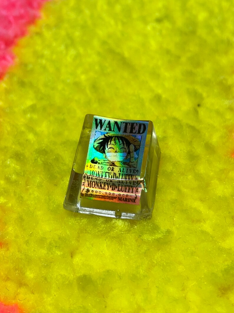 One Piece Wanted poster holo foil keycap, customized keycaps, cartel ...