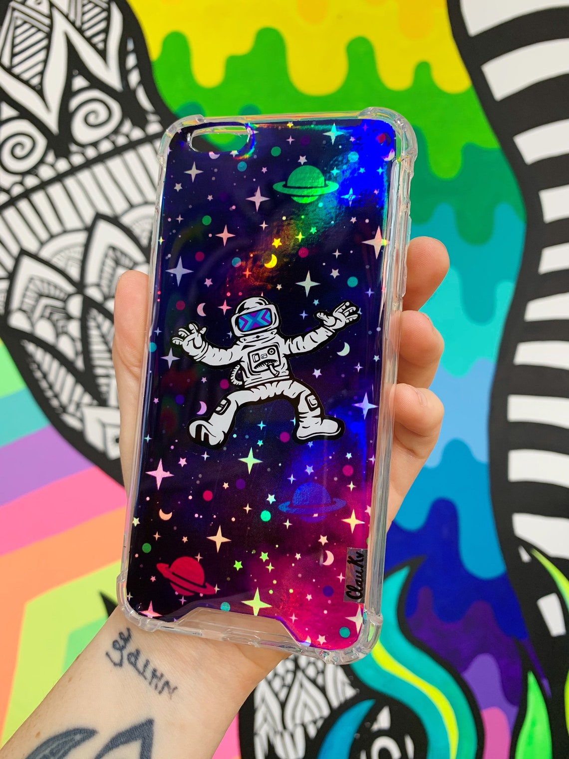 Spaceman Holographic Phone Case, Stars, Planets & Galaxy - Etsy