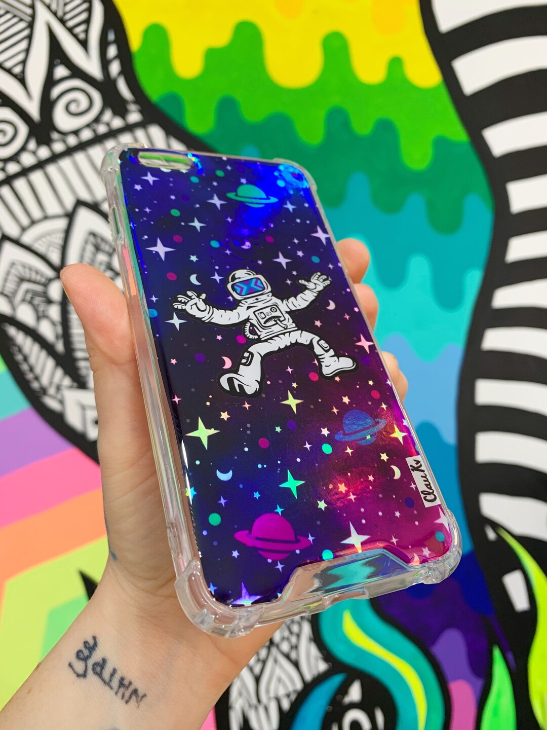 Spaceman Holographic Phone Case, Stars, Planets & Galaxy - Etsy