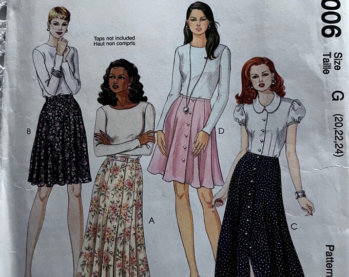 Front Buttoned Skirt in 2 Lengths, Sizes 20-24 Complete Uncut/ff ...