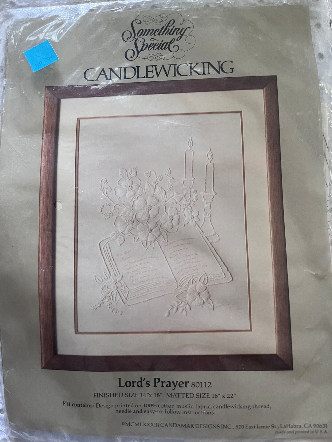Vintage 80s Candamar Something Special Candlewicking Kit lords Prayer ...