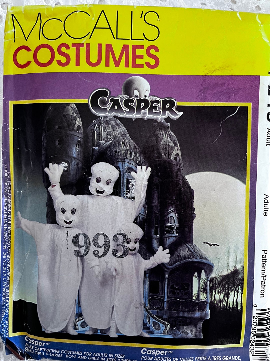 Adult Ghost Costume, Sizes S-XL Complete Uncut/ff Vintage 90s Mccalls ...