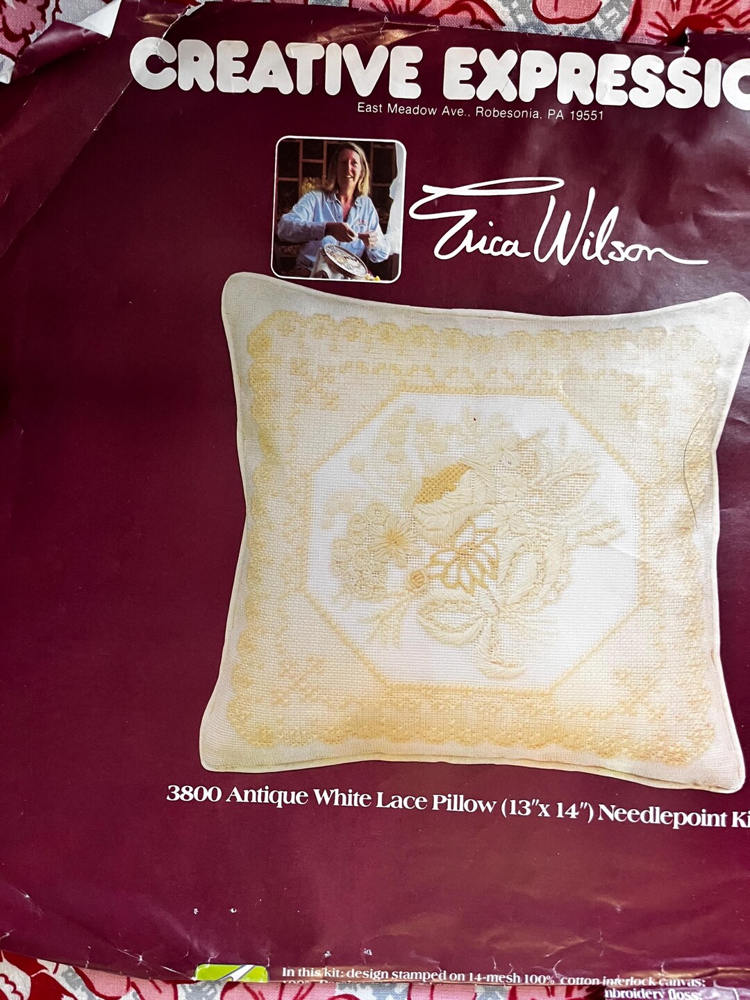 Erica Wilson Design Antique White Lace Pillow Vintage 80s Creative ...