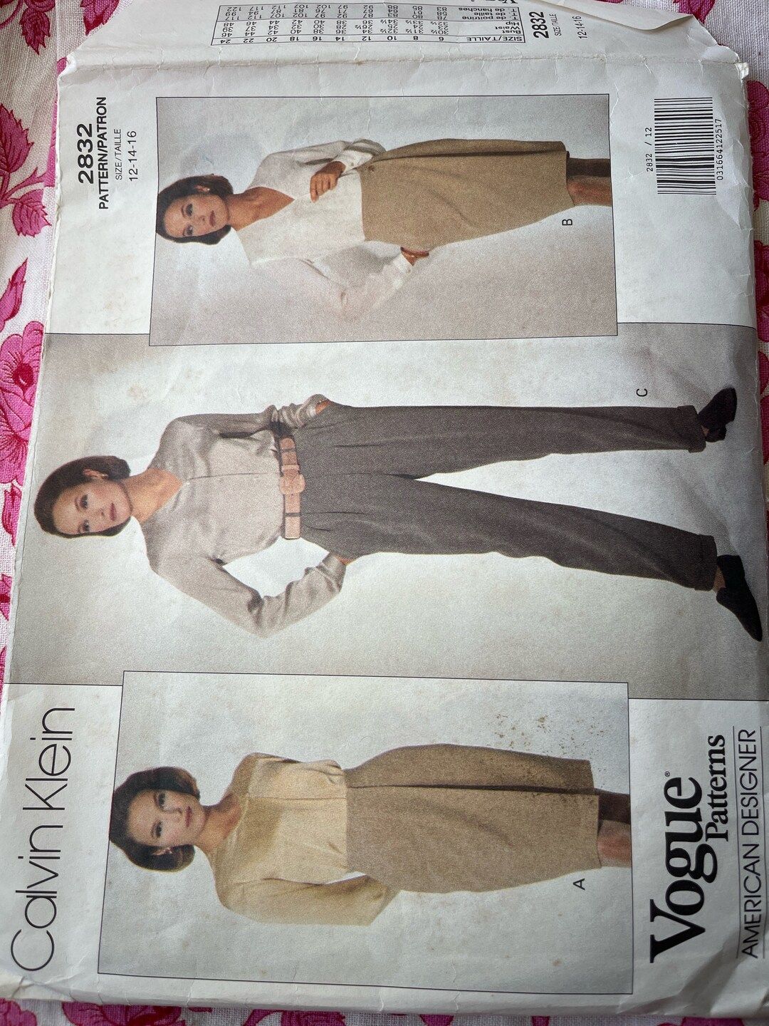 Calvin Klein Design Skirt and Pants in Sizes 12-16 Vintage 90s Vogue ...