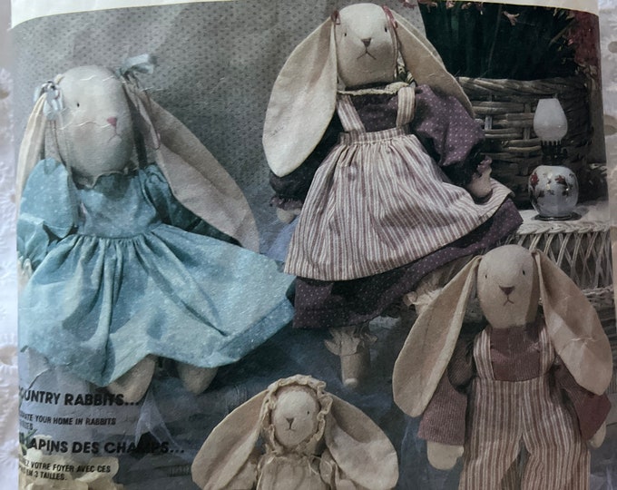 Country Rabbits in 3 Sizes and Clothes, Complete Vintage 80s Mccall's ...