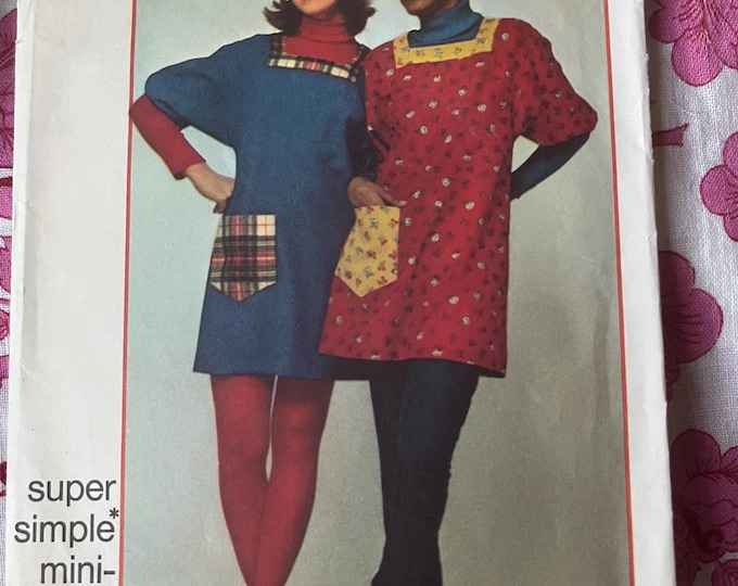 Super Simple Mini-dress or Smock in Size Medium (12-14) Complete Cut ...