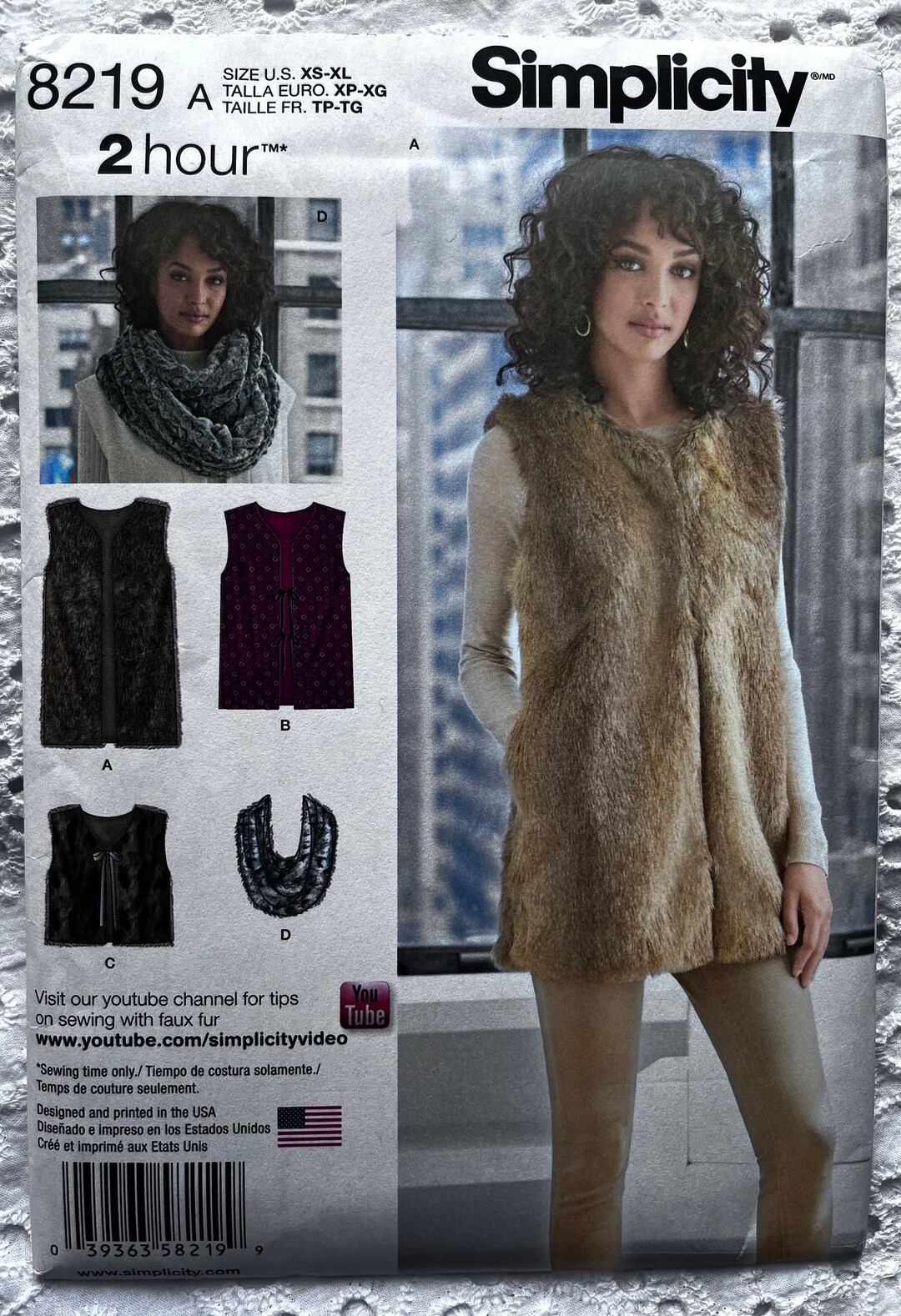 Lined Vest in 3 Lengths and Scarf, Sizes XS-XL Simplicity Sewing ...