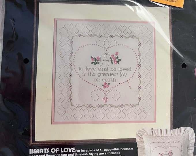 Vintage 80s Dimensions Candlewick Kit Hearts of Love Design Number 4120 ...