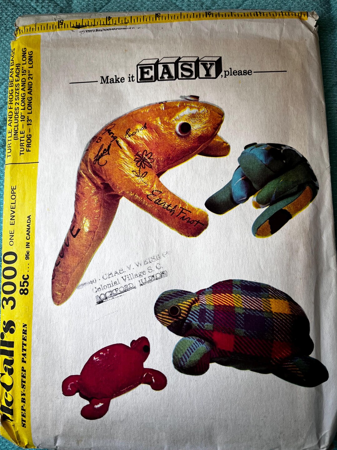 Small and Large Turtle and Frog Bean Bags Mostly Uncut Pieces 70s ...