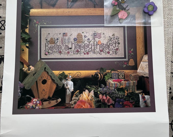 Teri Lyn Richards Design Happy Heart Cross Stitch Kit With Linen and ...