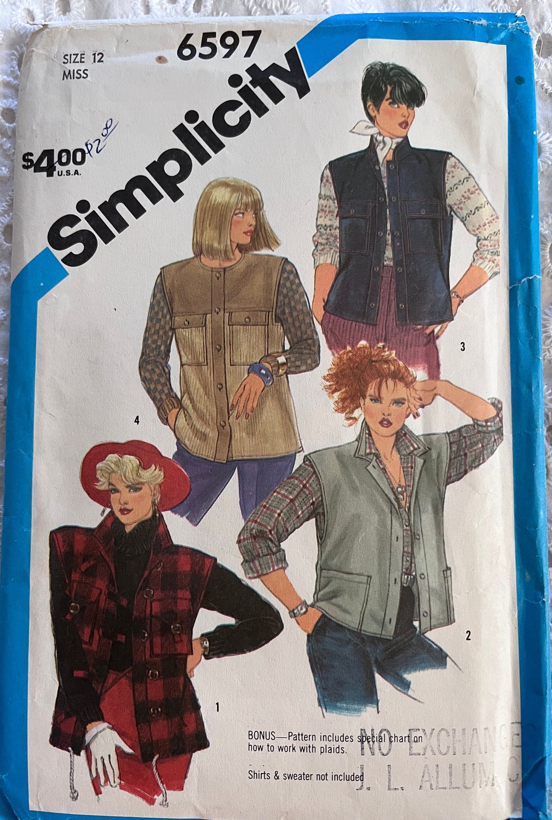 Vests With Front Band Closing With Pockets and Collars, Size 12 Vintage ...