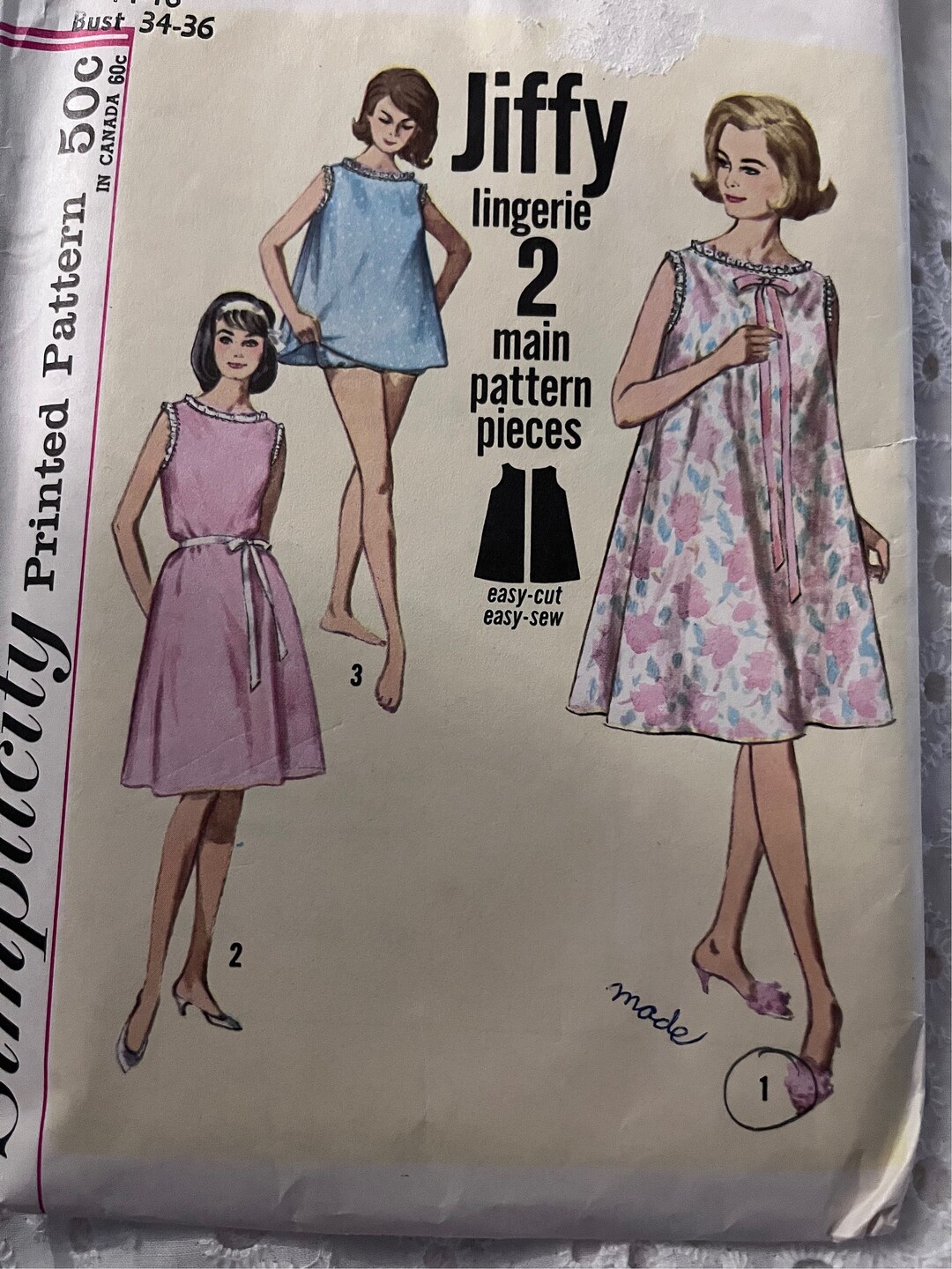 Jiffy Shift-nightgown, Top and Panties in Size Medium 14-16 Complete ...