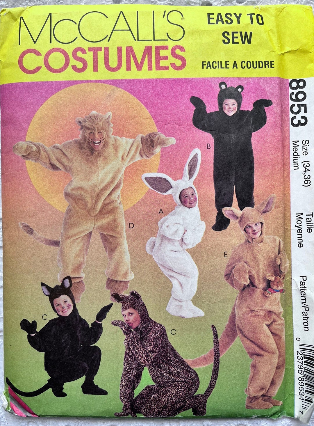 Disfraces de león, conejo, gato y oso en tallas mediana (34/36). Patrón ...