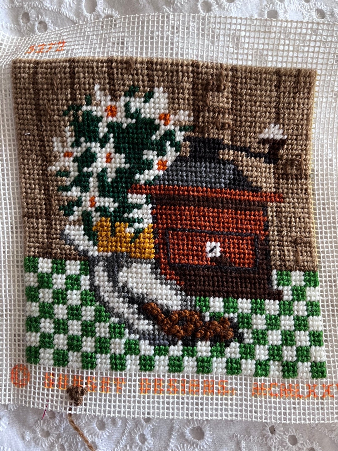 70s Vintage Finished Needlepoint Picture of Morning Coffee Measures ...