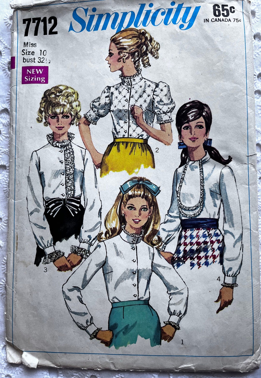 Blouse With High Round Neckline, Size 10 Complete Vintage 60s ...