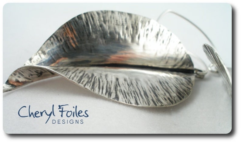 Sterling Silver Fold Form Leaf Earrings - Etsy