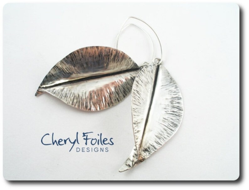 Sterling Silver Fold Form Leaf Earrings - Etsy