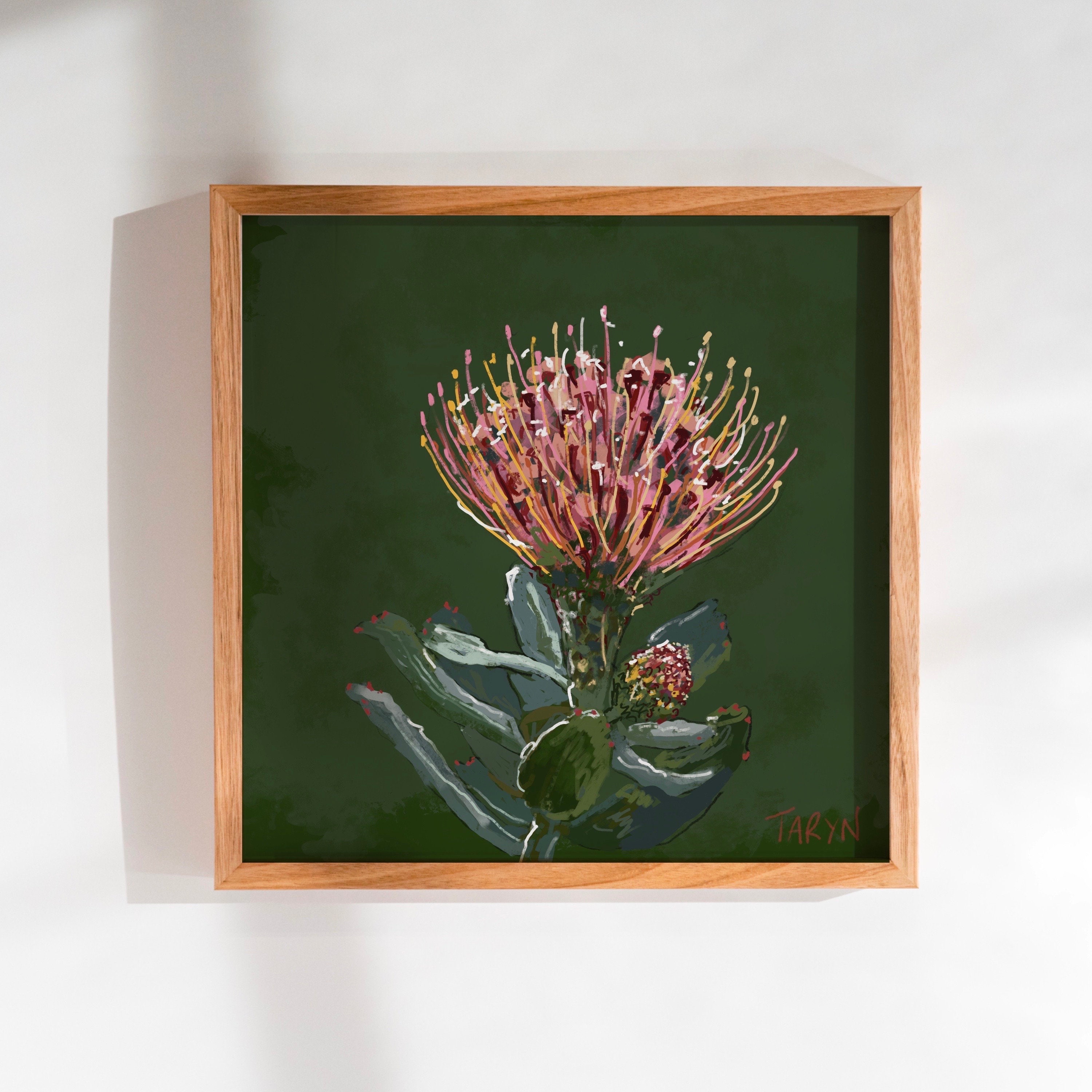 Protea Flower Painting Protea Art Print Protea Painting South African ...