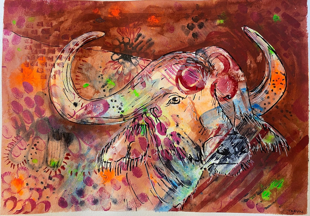 African Cape Buffalo Abstract Buffalo Painting Wildlife Art African ...
