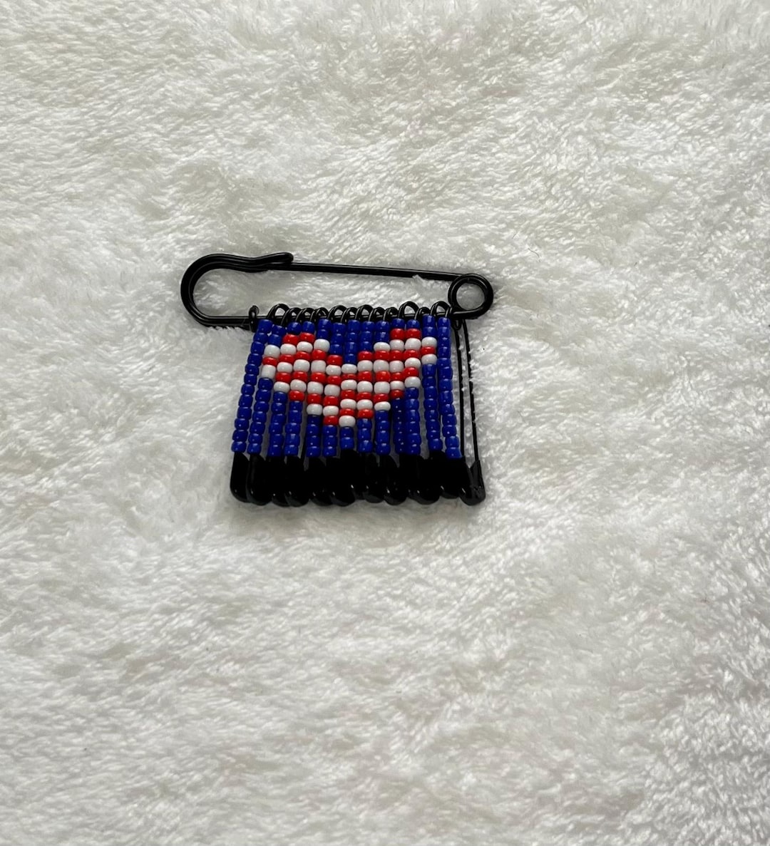Brooch, Pin, Safety Pin, Beads, Heart Flag Pin - Etsy