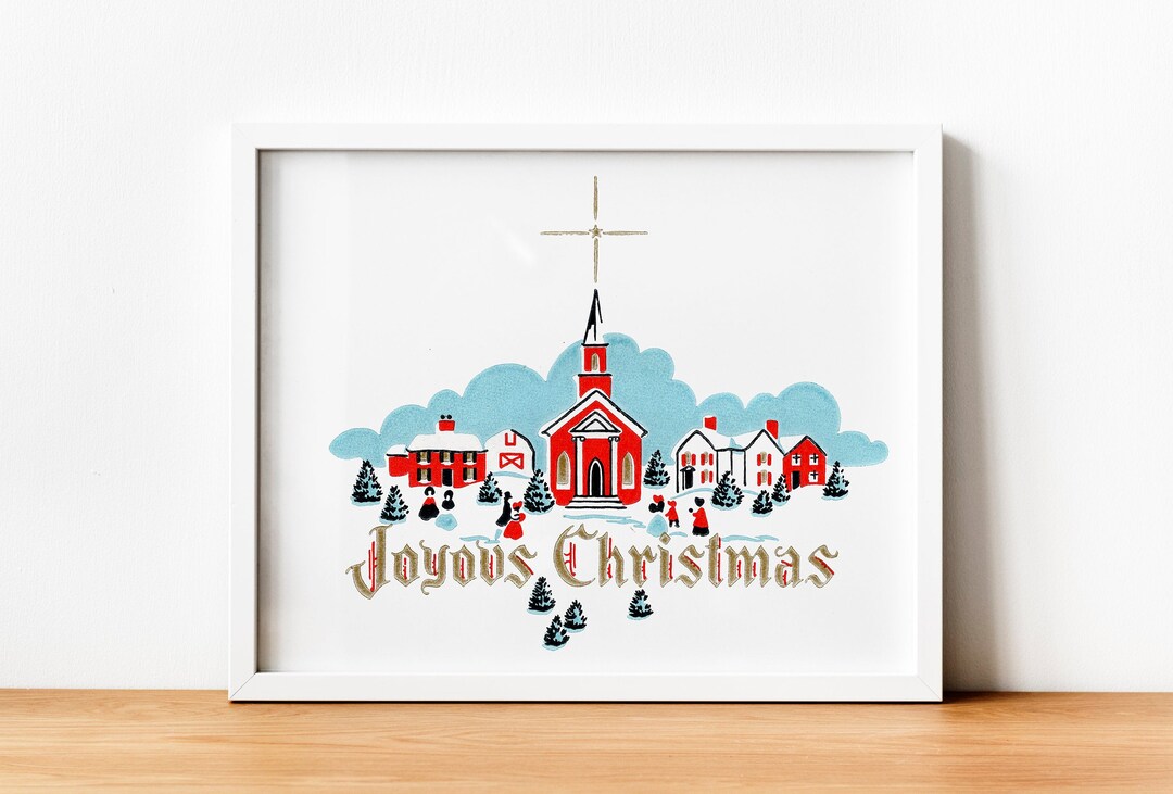 Mid Century Joyous Christmas Poster // Retro Christmas Poster ...