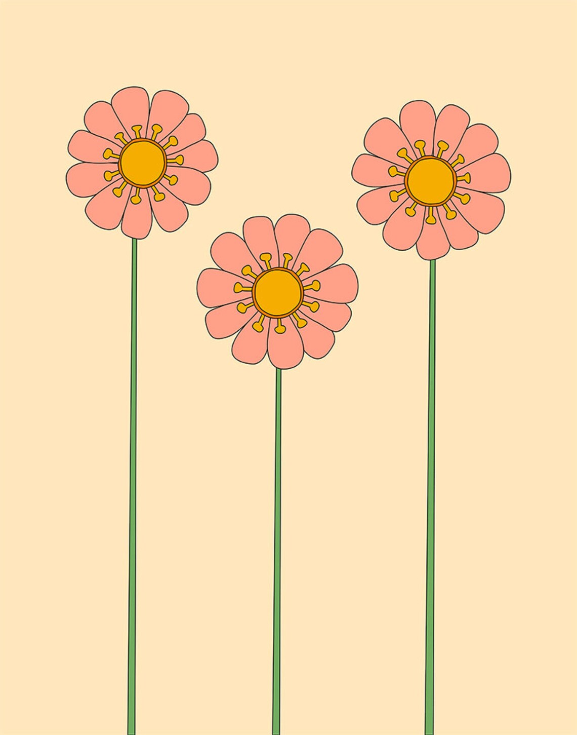 1960's Inspired Flower Print // 60's Inspired Poster - Etsy