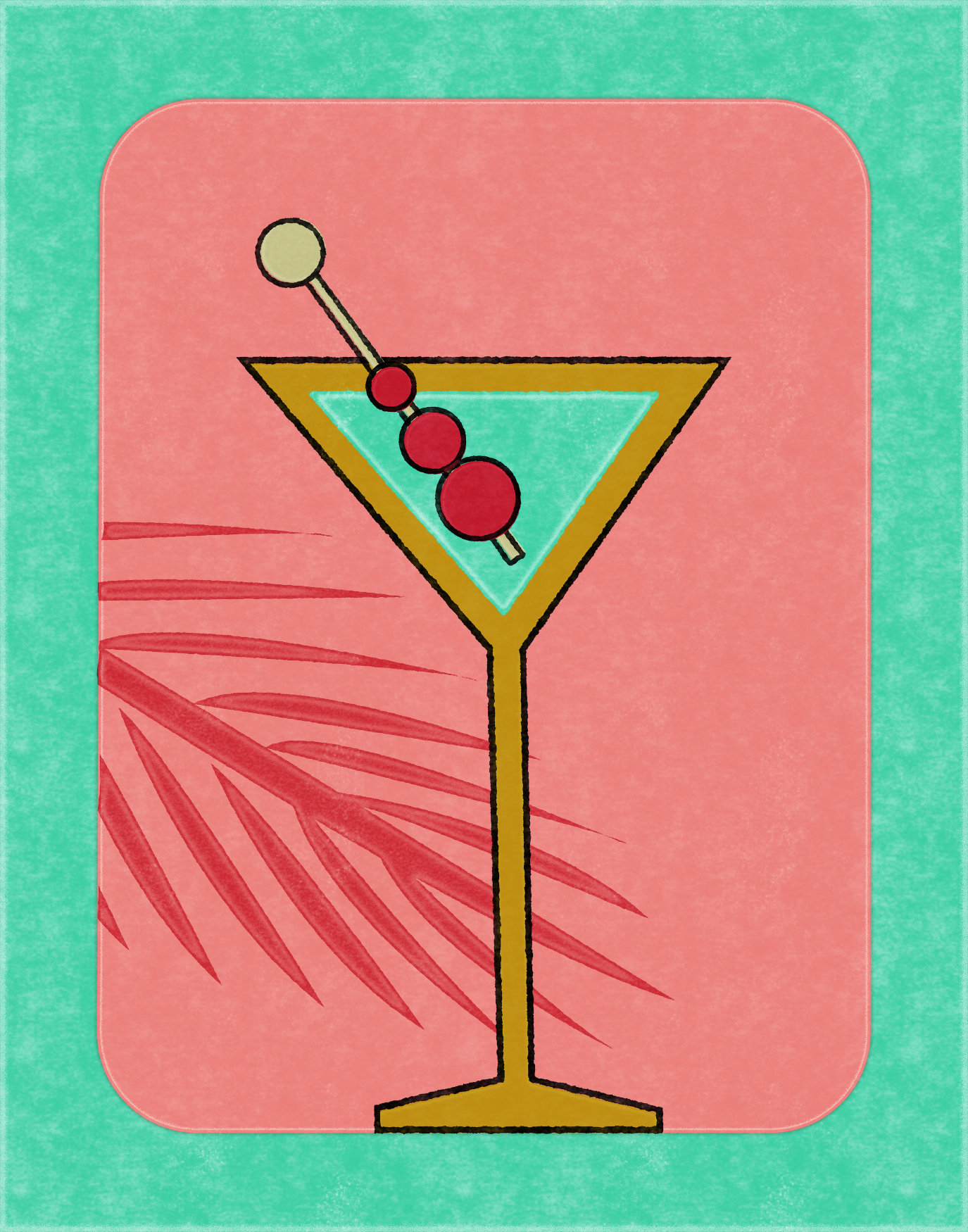 Mid Century Modern Martini Wall Art // Retro Poster // Instant - Etsy