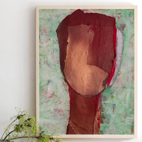 Large Abstract Woman Portrait in Green Wall Art Print of - Etsy