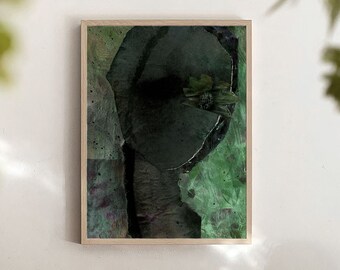 Large Abstract Woman Portrait in Green Wall Art Print of - Etsy