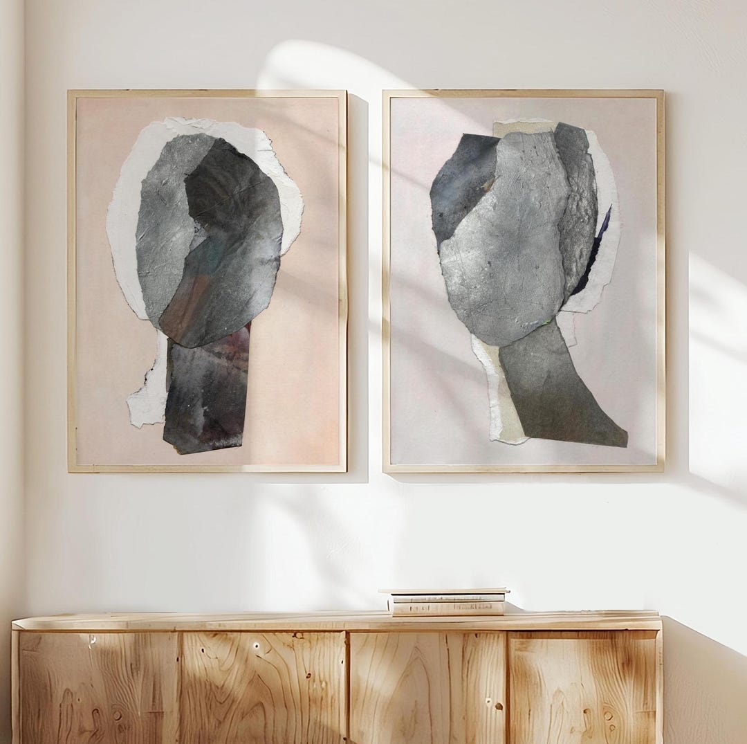 Abstract Soft Colors Wall Art Set of 2 Prints, Extra Large Contemporary ...