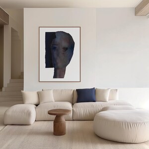 Blue Eye Face Art Print of Abstract Modern Painting, Blue Abstract Art ...